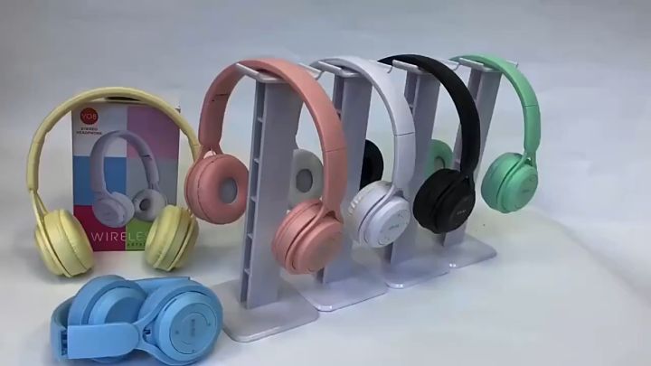 Y08 Macaron Wireless Bluetooth Headphones Headset HiFi Stereo On-Ear ...