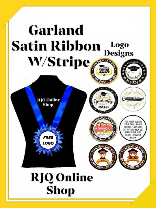 Garland Satin Ribbon w/stripe for Graduation Moving-up and any Events ...