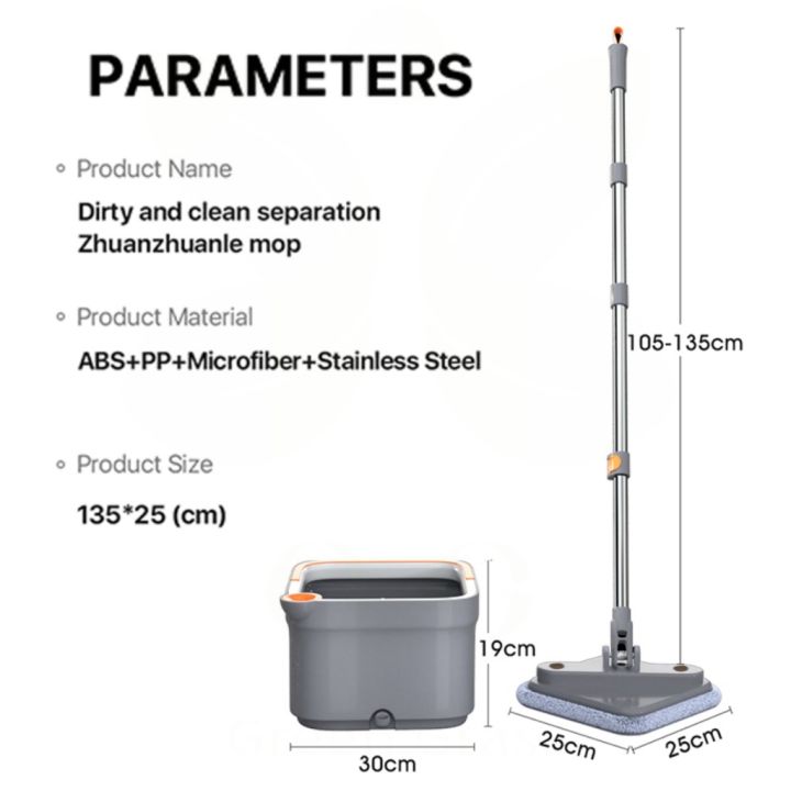 【Local shipment】Self Wash Spin Mop with Bucket 360° Rotating Square Mop ...
