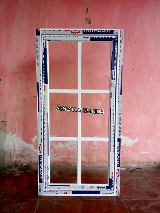 Jendela aluminium ornamen kaca bening ukuran Tinggi 100cm x Lebar 40cm ...