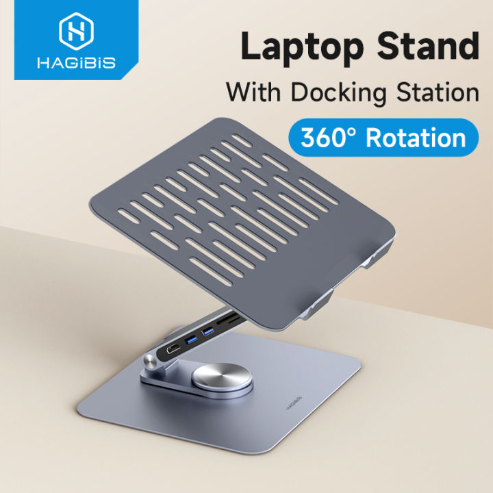 Hagibis 360 Rotation Adjustable Aluminum Laptop Stand For Desk With USB ...