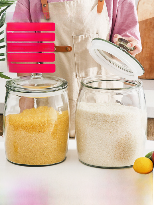 Kitchen Glass Rice Tub Moisture Proof Food Grade Flour Storage ...
