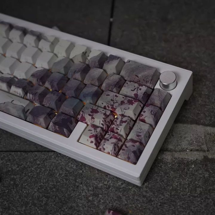 【Keycap Only】Gradient Retro Ink Painting Keycap Side Engraved Shine ...