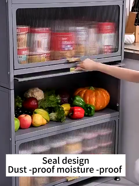 Kitchen Cabinet Dustproof Large Capacity Storage Rack Stainless Steel ...