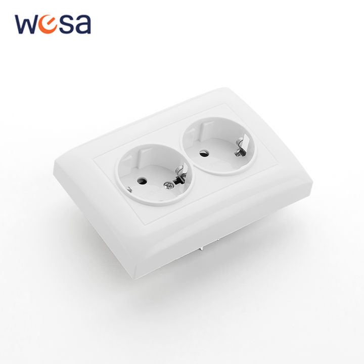 White Power Sockets EU Standard Flame Retardant Wall Embedded AC ...
