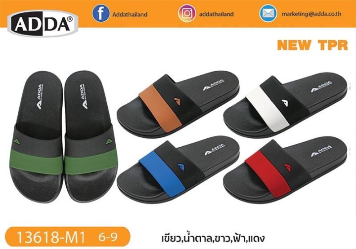 🍀ADDA รองเท้าแตะลำลองแบบสวม รุ่น 13618 M1🍀 ADDAแท้ 100% (ไซส์ 6-9 ...