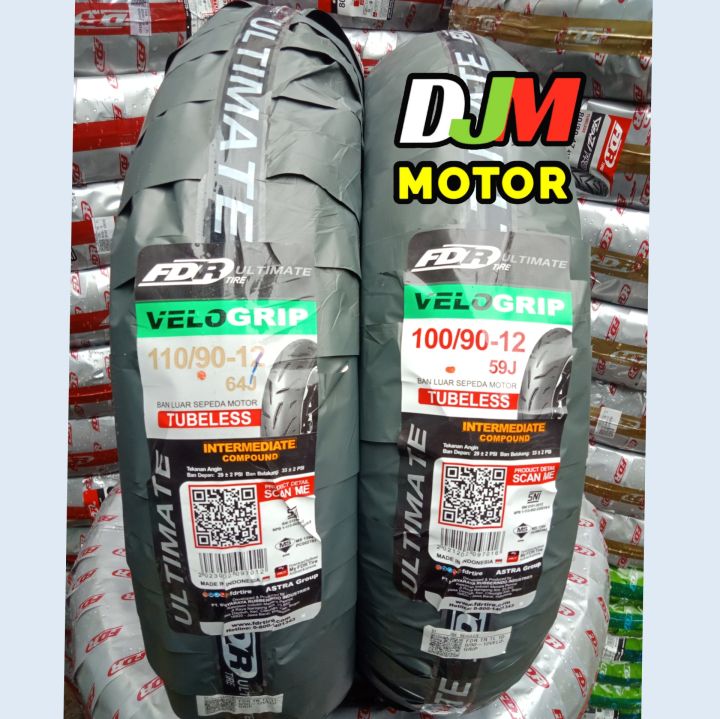 PAKET BAN TUBLES MATIC FDR ULTIMATE VELO GRIP 100/90+110/90 RING 12 ...