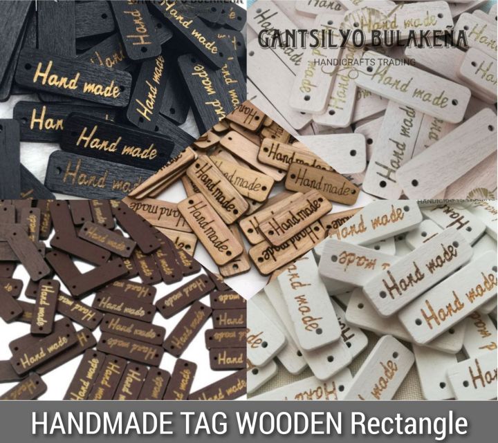 Handmade Label / Handmade Tag WOODEN RECTANGLE 10PCS PER PACK | Lazada PH