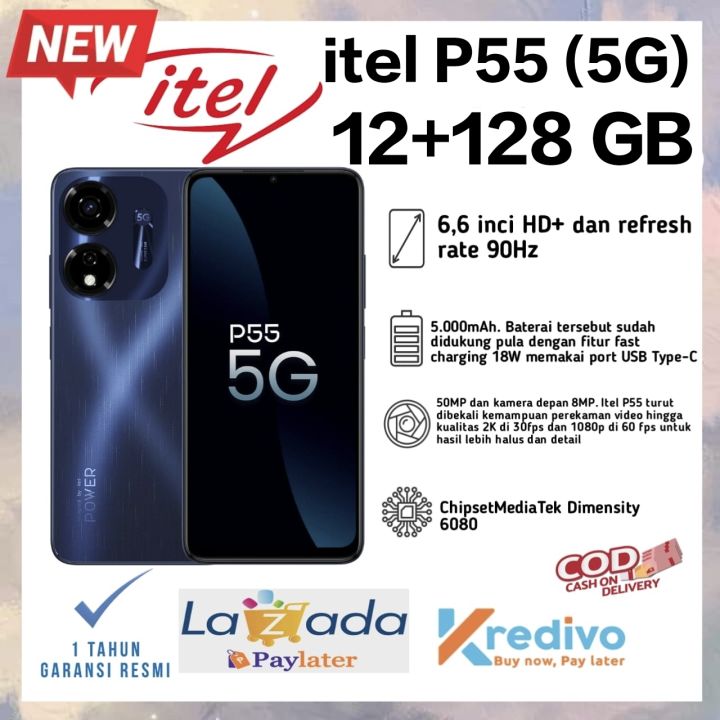 infinix itel P55 5G Ram 12+128 GB ) dimensiti 6080 kamera 50 mp Garansi resmi itel (imei ...