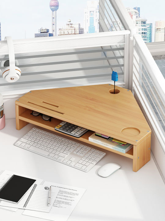 Computer Monitor Riser Stand Corner Office Desktop Storage Shelf ...