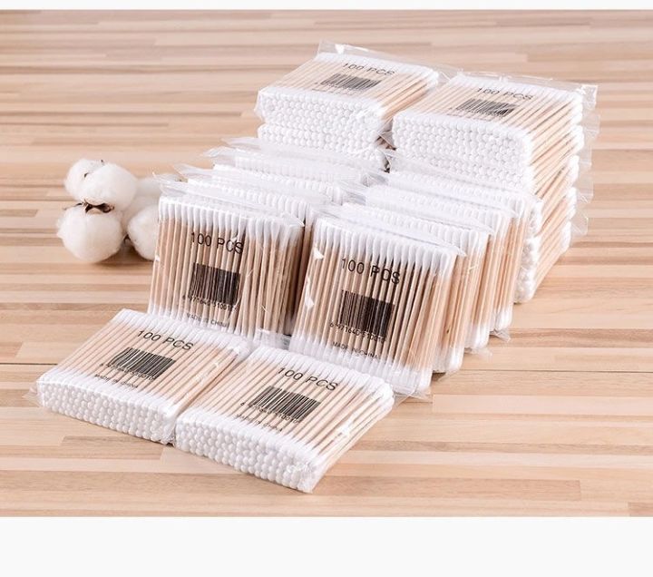 30/100 pcs double-headed cotton swab bamboo swab cotton swab wooden ...