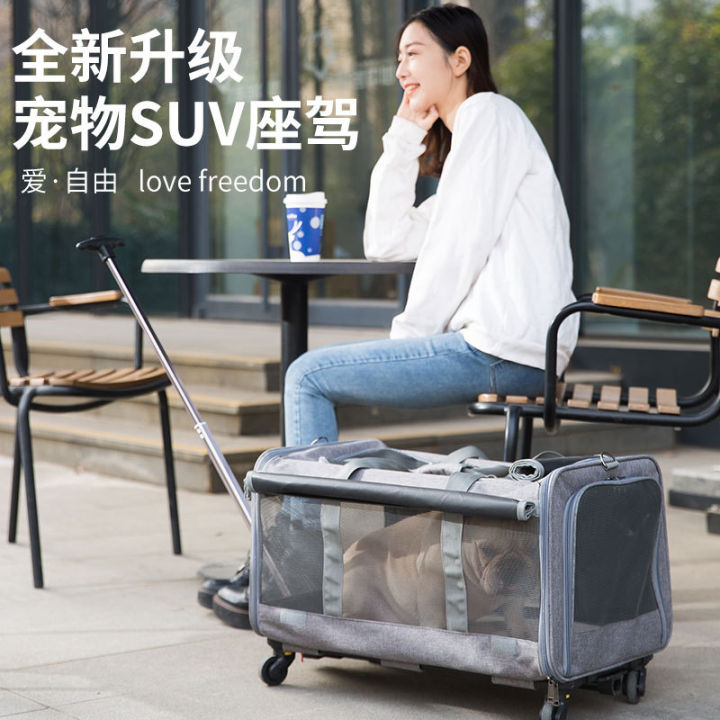 Dog Outing Portable Bag Pet Trolley Case Breathable Large Capacity ...