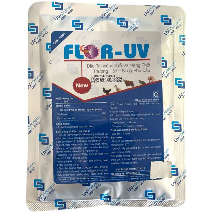 Flor-UV 100gr viêm phổi, viêm màng phổi, thương hàn, sưng phù đầu trên ...
