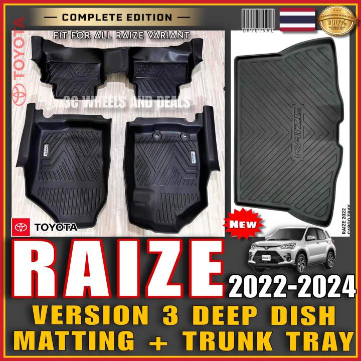 TOYOTA RAIZE 2022-2024 VERSION 3 DEEP DISH MATTING + TRUNK TRAY (full ...