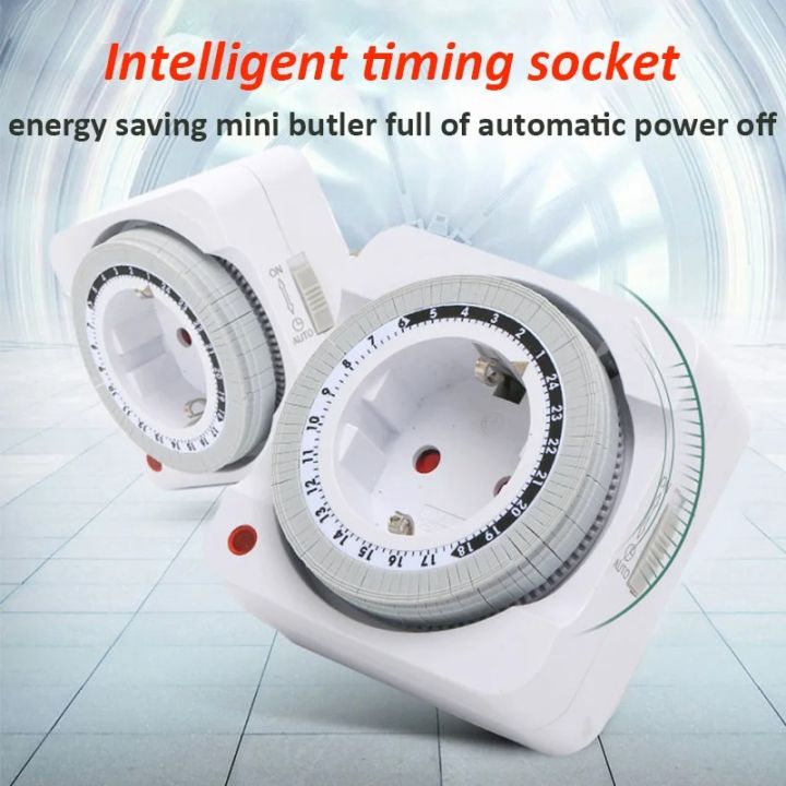 EU Plug 24 Hours Timer Switch Plug in Mechanical Grounded Programmable ...
