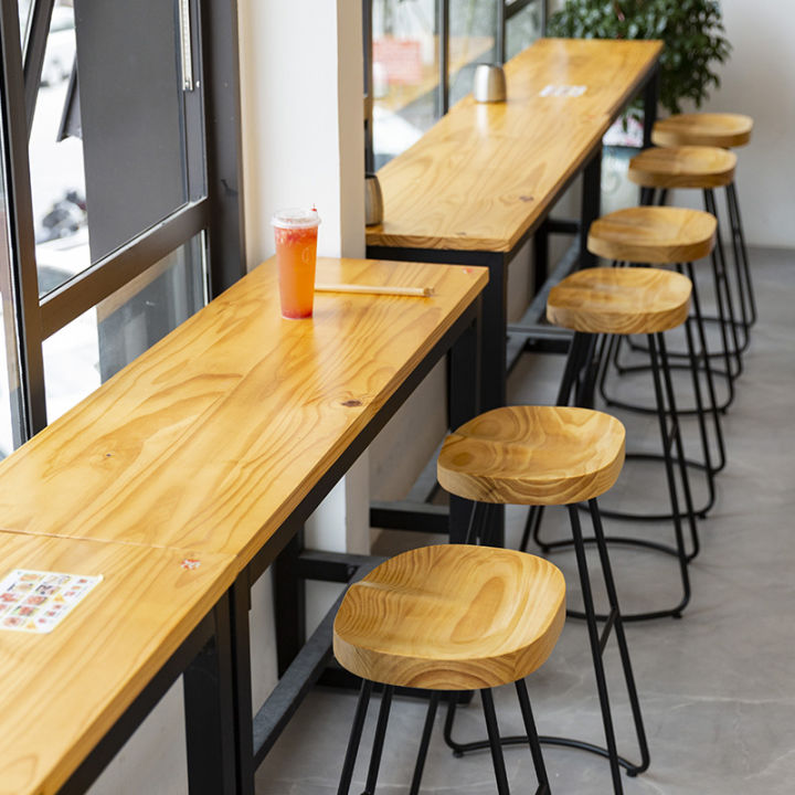 Modern Bar Table and Chair Solid Wood Bar Stool Minimalist Bar Stool ...