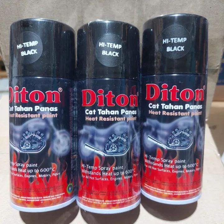 Pilok Pilox Cat DITON Tahan Panas Anti Panas Hitam Hi-Temp Black Cat Semprot Diton 150cc/300 ...