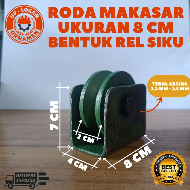 Roda Pagar Besi Lebur Warna Hijau Ukuran 8 Cm Bentuk Siku / Rel Siku ...
