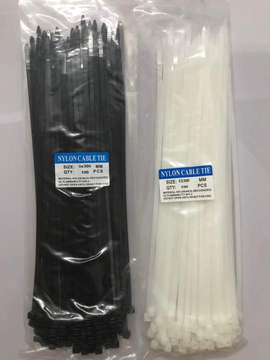 สายรัดเคเบิ้ลไทร์ Cable Tie 5*300mm. ยาว 12 นิ้ว แบบหนา 100 ชิ้น ...