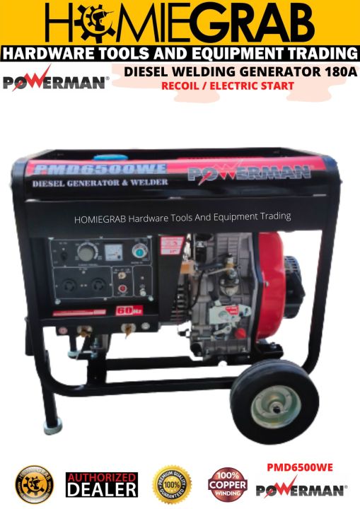 POWERMAN Diesel Welding Generator 180A - Electric Start‼️PMD6500WE‼️ ...