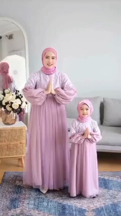 Faliha /gamis couple 2025 Lebaran/gamis couple ibu anak perempuan model ...
