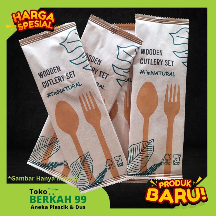 sendok garpu kayu bestfresh isi 10 food grade kekinian wooden cutlery ...