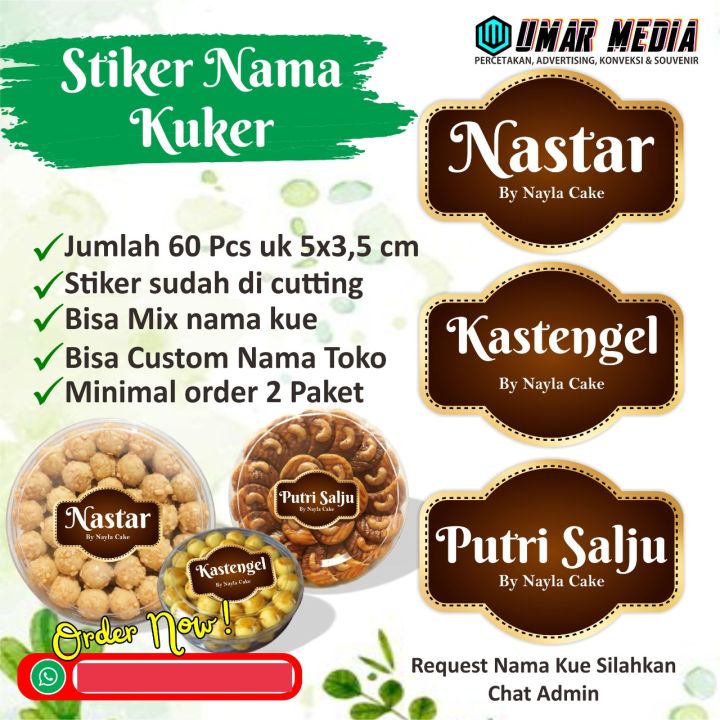 (60 pcs) Stiker Label Kue Kering Stiker Kuker Custom | Lazada Indonesia