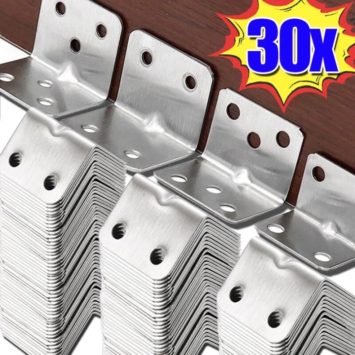 30Pcs Stainless Steel Corner Brackets 90 Degree Right Angle Bedframe ...
