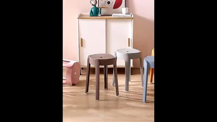 Upgraded Stackable Designer Modern Plastic Stool Dining Chair Storage ...