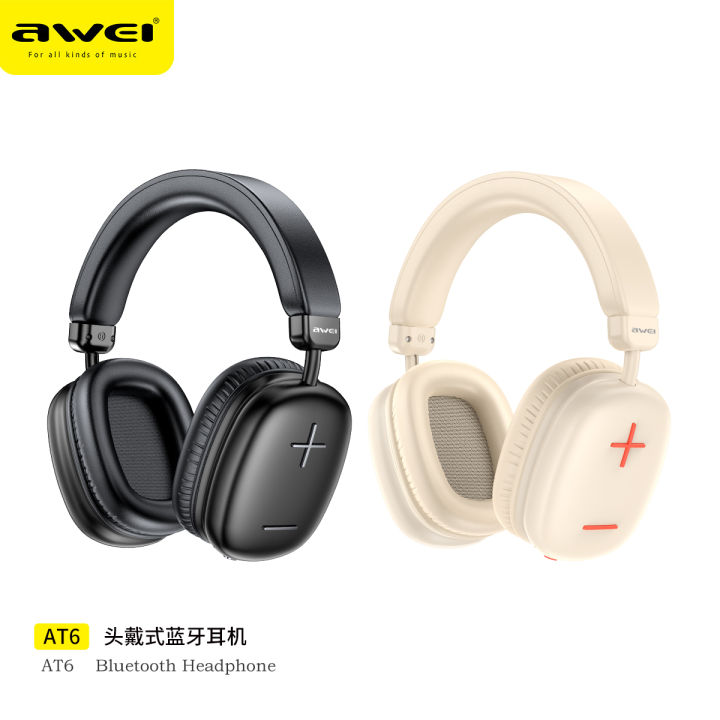 Awei AT6 Stereo Sound Bluetooth Headphone 25H Extra long time Bluetooth ...
