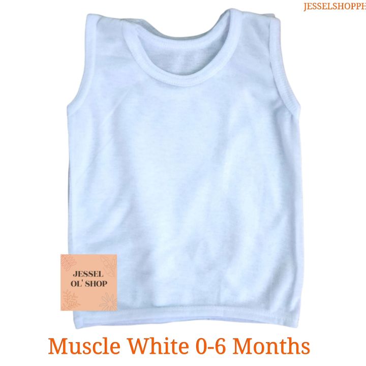 1Dozen o 12 Pcs Newborn/Infant Unisex Muscle Sando Plain White for Baby ...