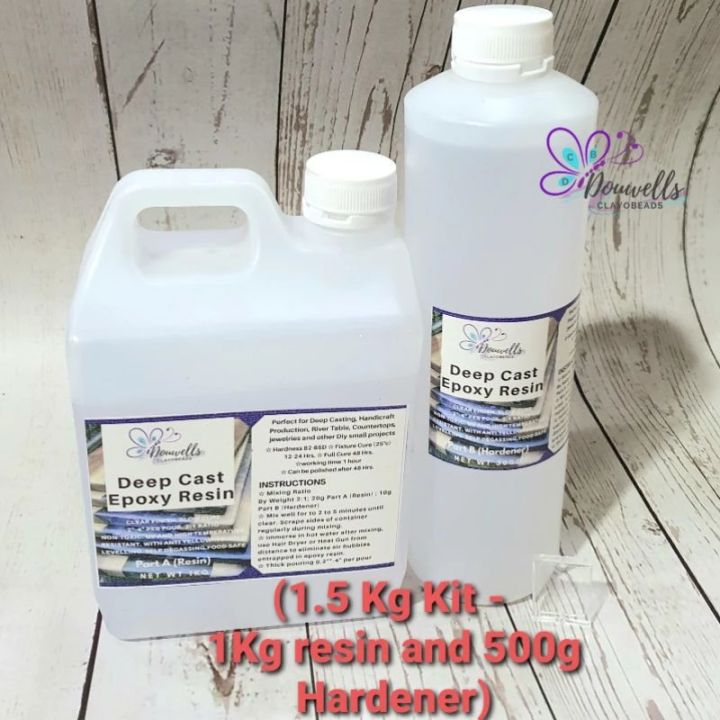 DEEP CAST Epoxy Resin 1.5 Kilograms ( 1 Kg Resin and 500grams Hardener ...