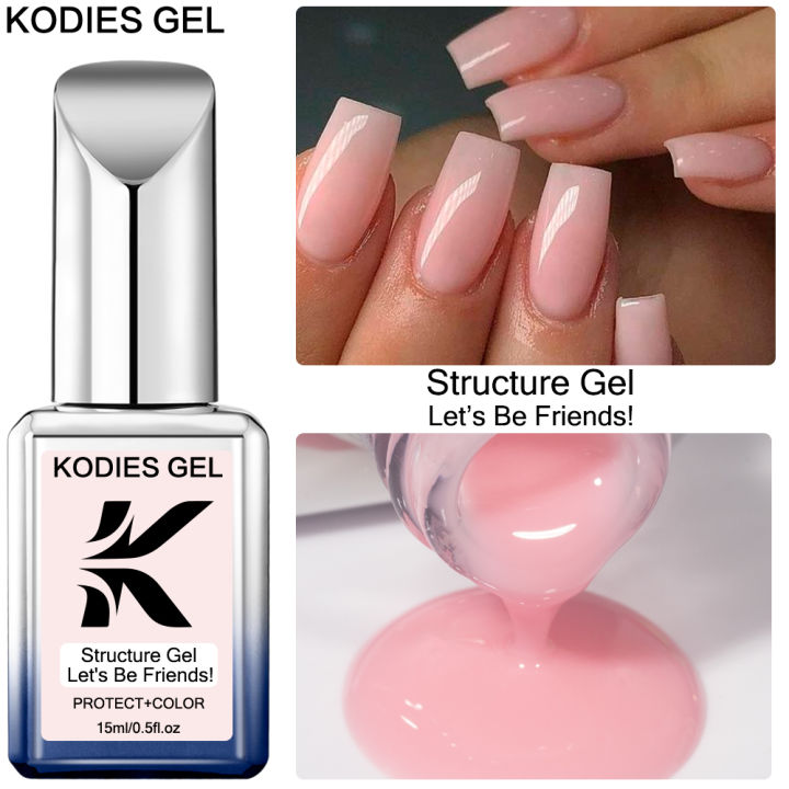KODIES GEL Nude Pink Rubber Base Gel Nail Polish 15ML Structure Semi Permanent UV Base ...