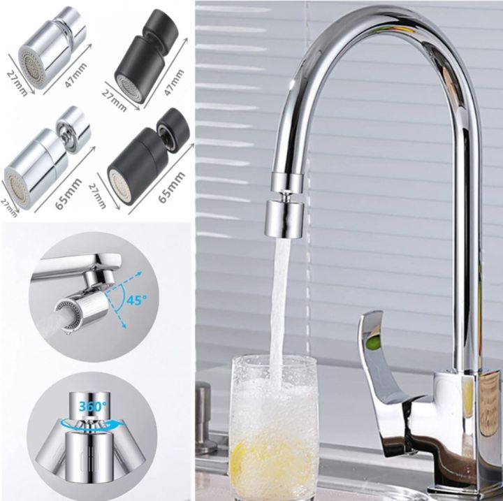 360° Rotary Faucet Aerator 2 Mode Nozzle Bubbler Mixer Kitchen Sink ...