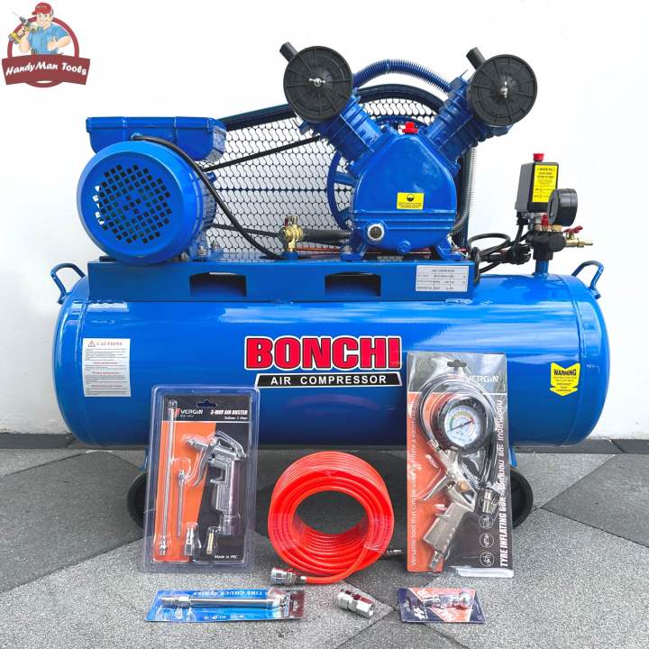 BONCHI ปั๊มลม ปั๊มลมโรตารี่ ถังลม ปั๊มลมสายพาน ขนาด 100 ลิตร มอเตอร์ 2 ...