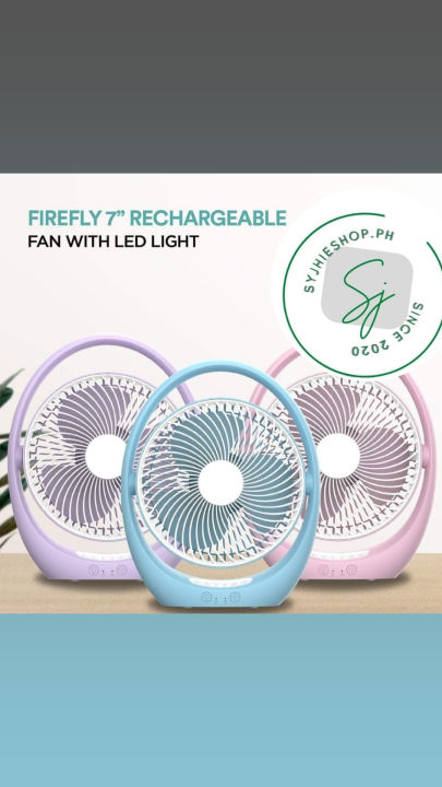 Firefly Rechargeable Fan with night Light 7'' | Lazada PH