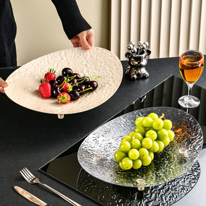 Glacier Textured Clear Round Fruit Plate Snacks Food Bowl Platter ...