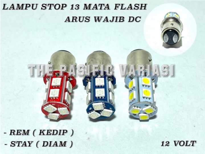 LAMPU STOP REM 13 MATA FLASH 12 VOLT DC SOCKET KAKI 2 UNIVERSAL / STOP ...