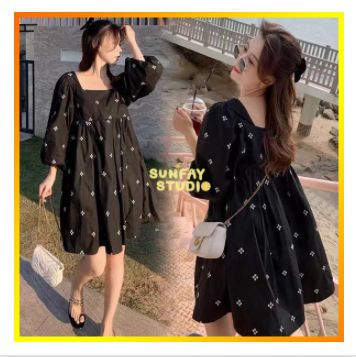 ชุดคลุมท้องลายดอกสีขาว เสื้อผ้าคุณแม่สีดำ ชุดเดรสสำหรับคุณแม่เนื้อผ้าดี ...