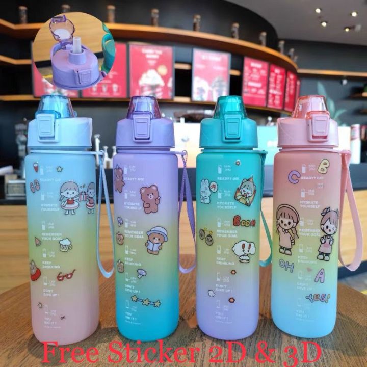 Botol AIR MINUM VIRAL 1100ML / Botol Minum pelangi Packing Free Bubble ...