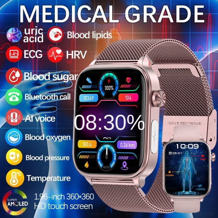 2024 New ECG+PPG Medical Grade Smart Watch Women Blood Glucose Blood ...