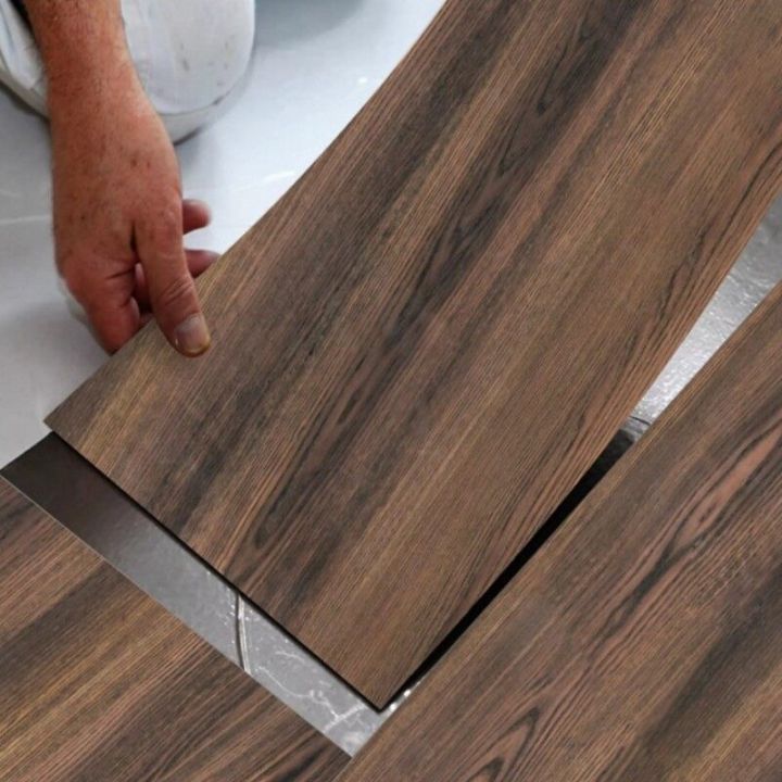 【88HomeStore】1/5PCS 11cm*70cm Wood Grain Wallpaper Baseboard Wall ...