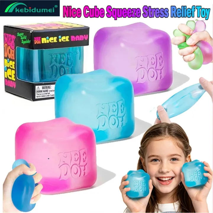 kebidumei 3Pcs NeeDoh Squeeze Stress Relief Toy Stress Relieving Blocks ...