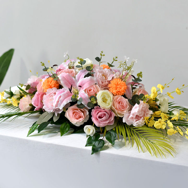 Business Event Artificial Flower Table Decoration Long Table ...