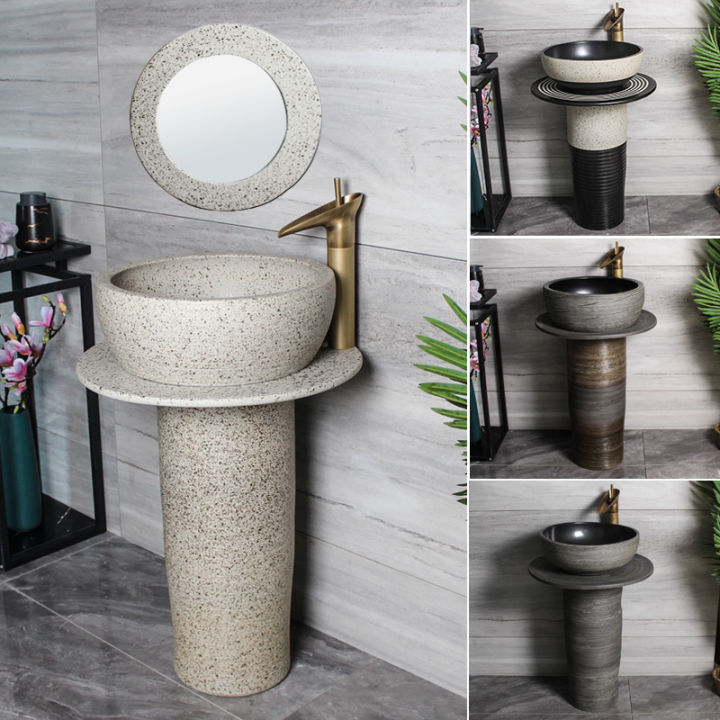 Outdoor Column Type Washbasin Ceramic Wash Basin Integrated Floor Type ...