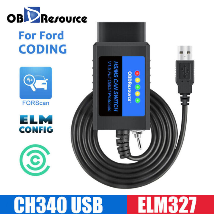 OBDResource FORSCan ELM327 USB Adapter OBD2 Scanner Code Reader Programming with HS/MS For Ford ...
