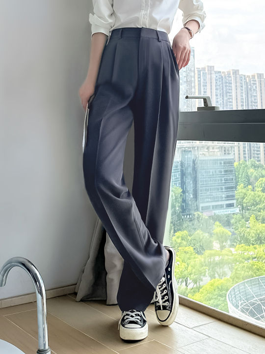 JAJP | Quần Dài Ống Thẳng eo Cao Màu Xám Sâu Chất Lượng Cao | Lazada.vn