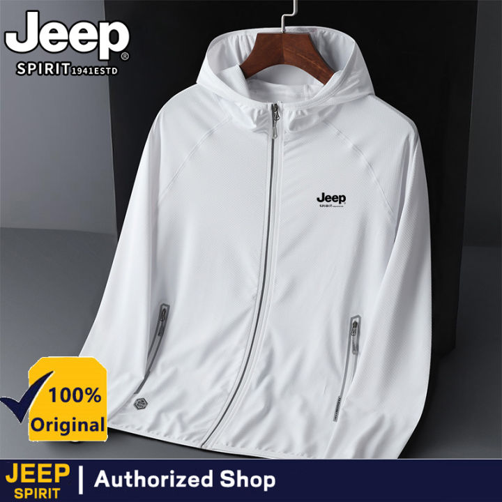 JEEP SPIRIT Waterproof Jacket Men Camping Running Sun-Protective ...