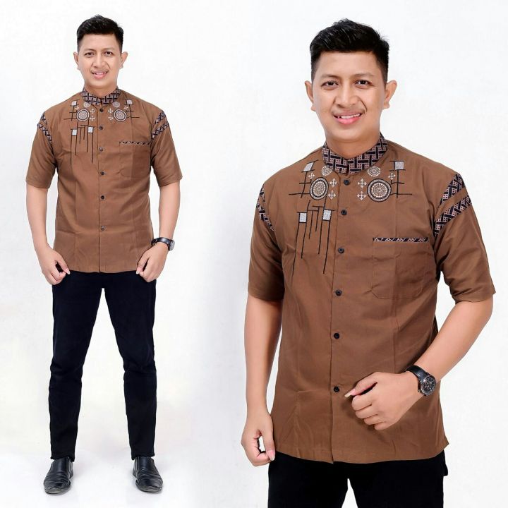 BAJU KOKO KOMBINASI BATIK MOTIF RODA TERBARU | Lazada Indonesia
