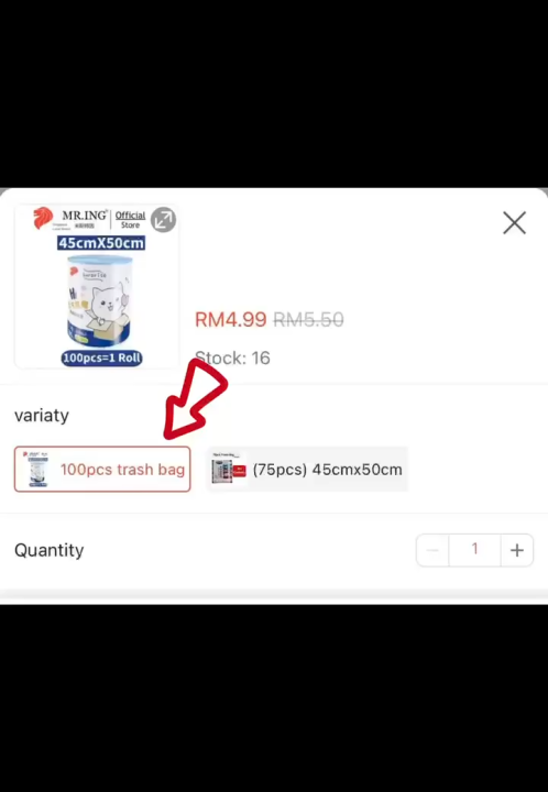 Mr.Ing Drawstring Plastic Trash bag 100pcs thick garbage bag | Lazada Singapore